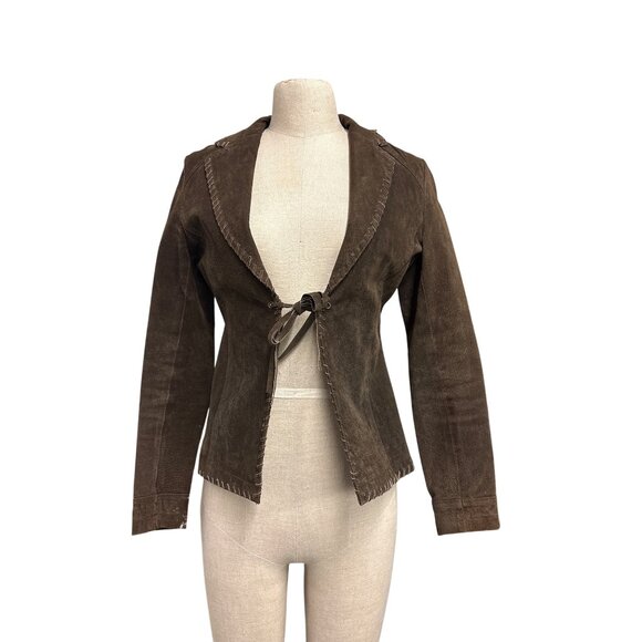 Passport | Jackets & Coats | Passport Brown Leather Tiefront Blazer ...